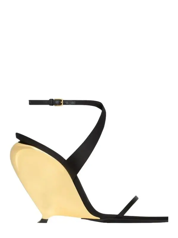 Saint Laurent Tallulah Wedge Sandals - Black/orange