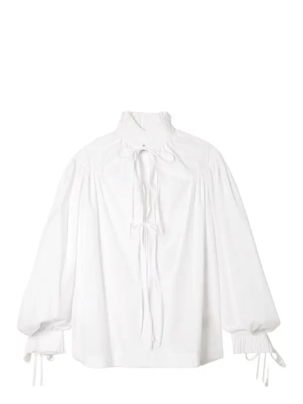 Dries Van Noten Tie-up Ruffled Shirt - White
