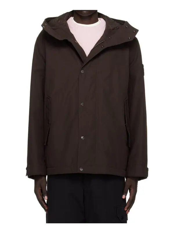 Stone Island Weatherproof Cotton Canvas Jacket With Primaloft Padding - Dark Brown