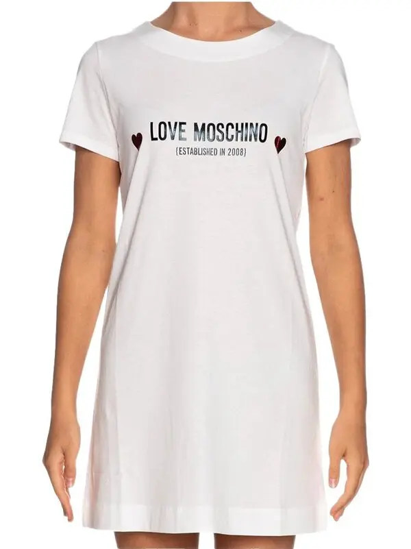 Moschino Short-sleeved Logo Dress - White