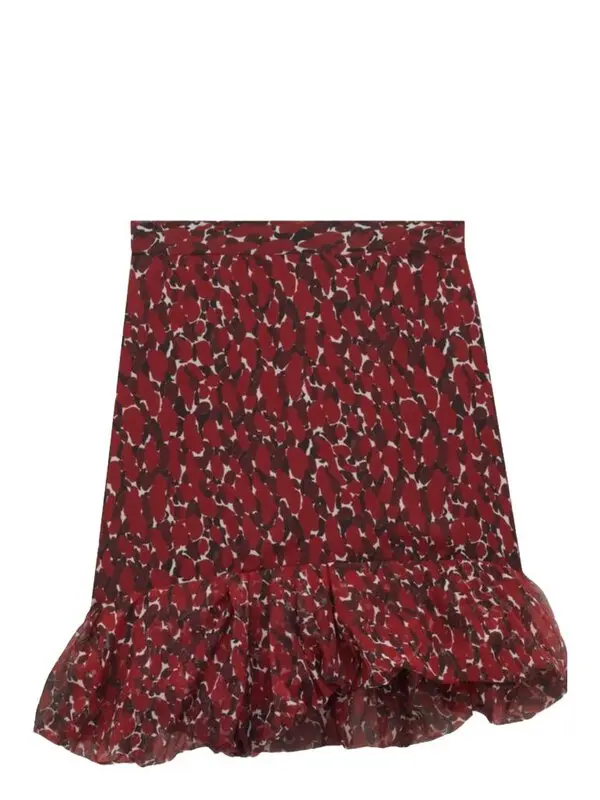 Saint Laurent Asymmetrical Ruffled Hem Mini Skirt - Red Wine