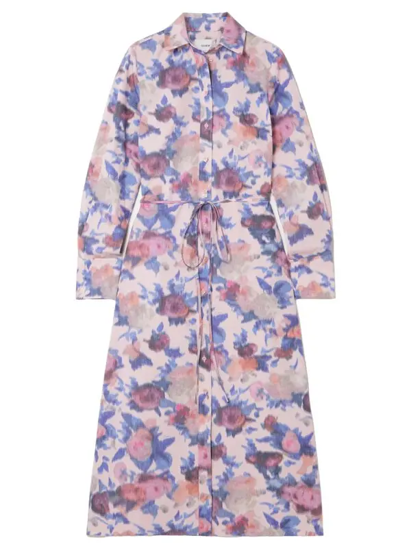 Erdem Tie-waist Printed Shirt Dress - Pink
