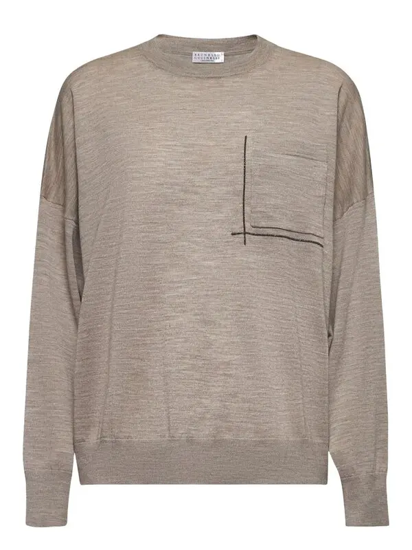Brunello Cucinelli Monili Embellished Drop Shoulder Jumper - Nude