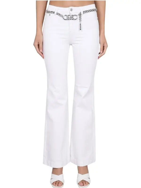 Michael Kors Chain-link Belt Flared Trousers - White