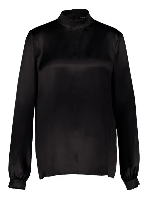 TOM FORD Satin High Neck Blouse - Black