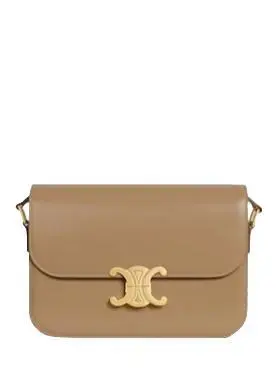Celine Classique Triomphe Bag In Shiny Calfskin - Smoky Brown