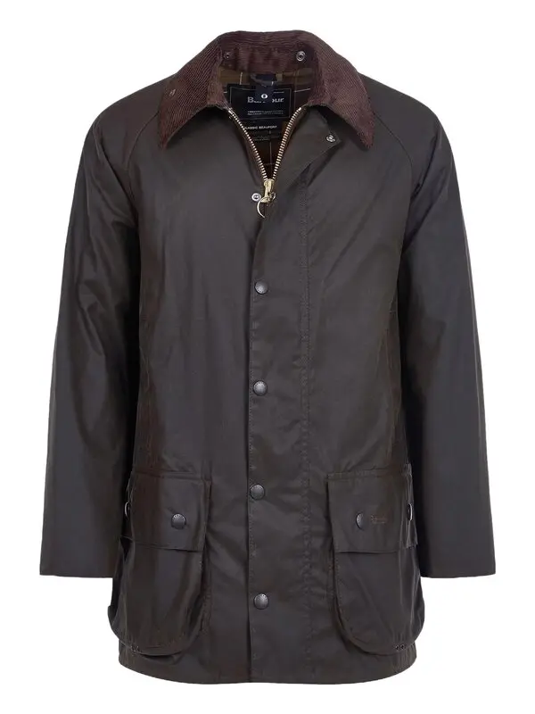Barbour Waxed Corduroy Collar Beaufort Coat - Black