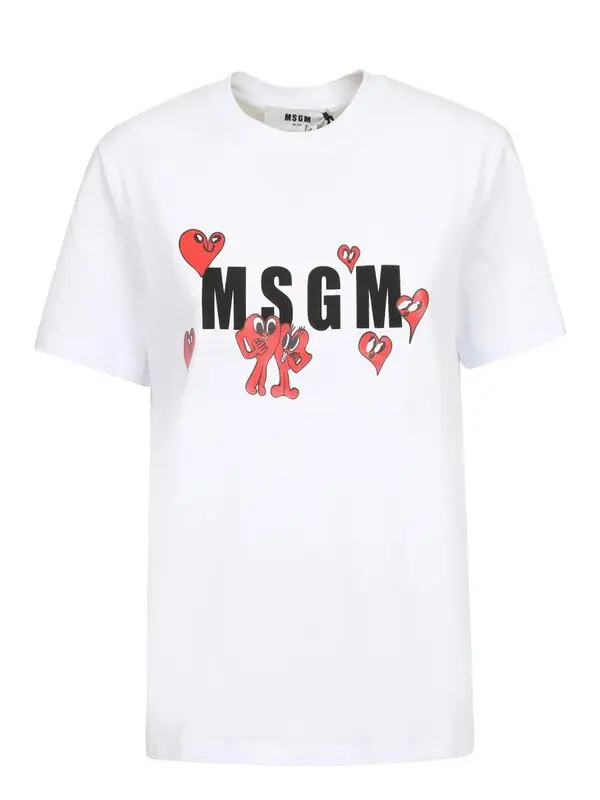 MSGM Logo-print Crewneck T-shirt - White