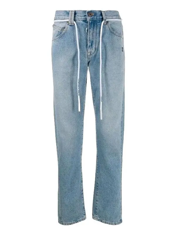 Off-White Stitched Straight Jeans - Blue