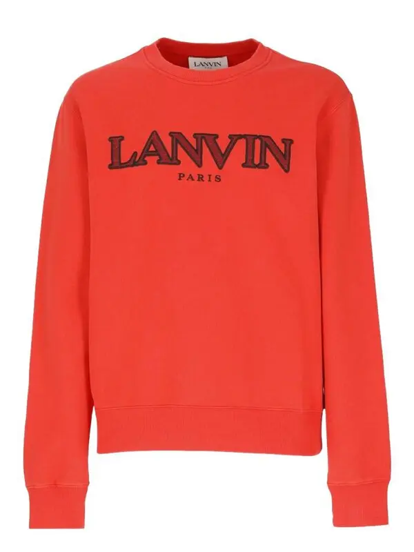 LANVIN Round-necked Sweater With Logo Detail - Red