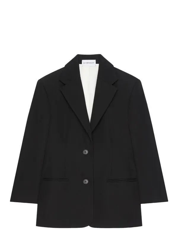 Givenchy Single Breasted Jacket In Grain De Poudre Wool - Black
