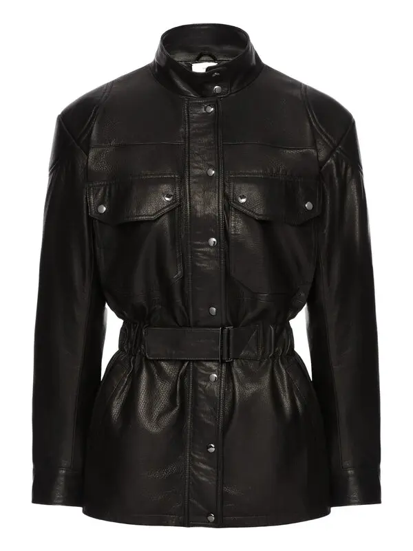 Magda Butrym Belted Leather Utility Jacket - Black