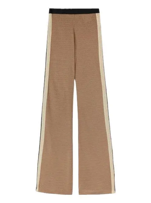 Palm Angels Side Stripe Detailed Flared Knit Trousers - Brown