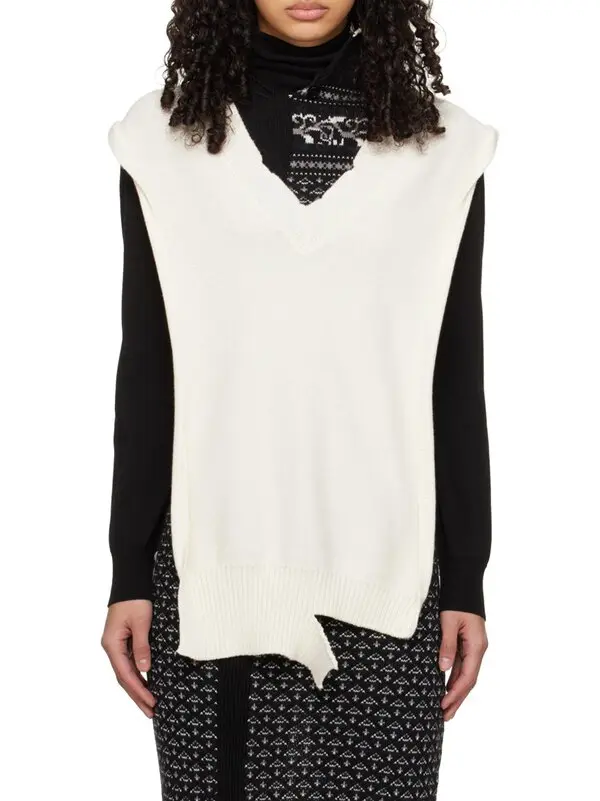 MAISON MARGIELA Sleeveless V-neck Wool Sweater - White