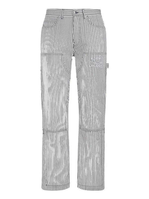Amiri Logo Patch Straight-leg Striped Trousers - Gray