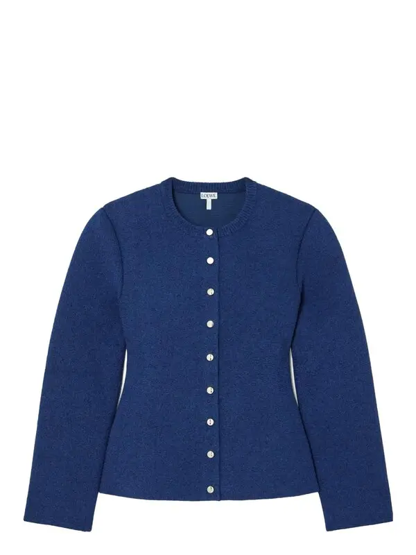 Loewe Long-sleeved Knitted Cardigan - Navy Blue