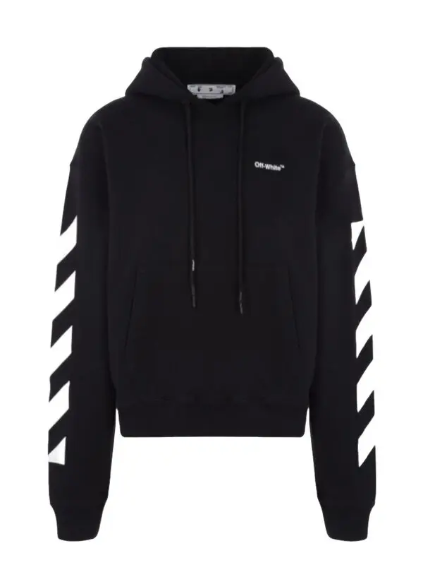 Off-White Diag Printed Drawstring Hoodie - Black
