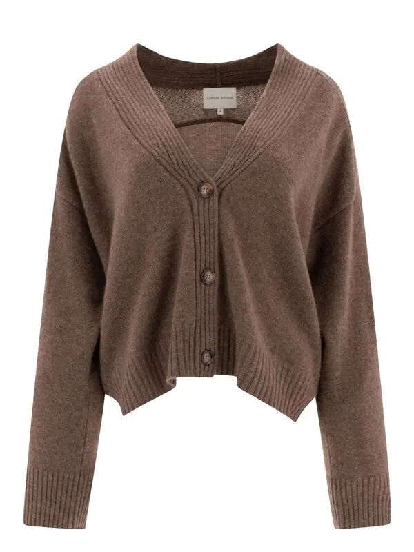 LOULOU STUDIO Long-sleeved V-neck Cardigan - Brown