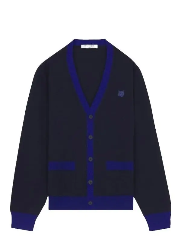 Maison Kitsuné Bold Fox Head Patch V-neck Cardigan - Black