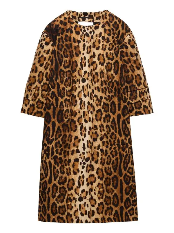 Prada Single-breasted Animal Print Drill Coat - Cocoa Brown