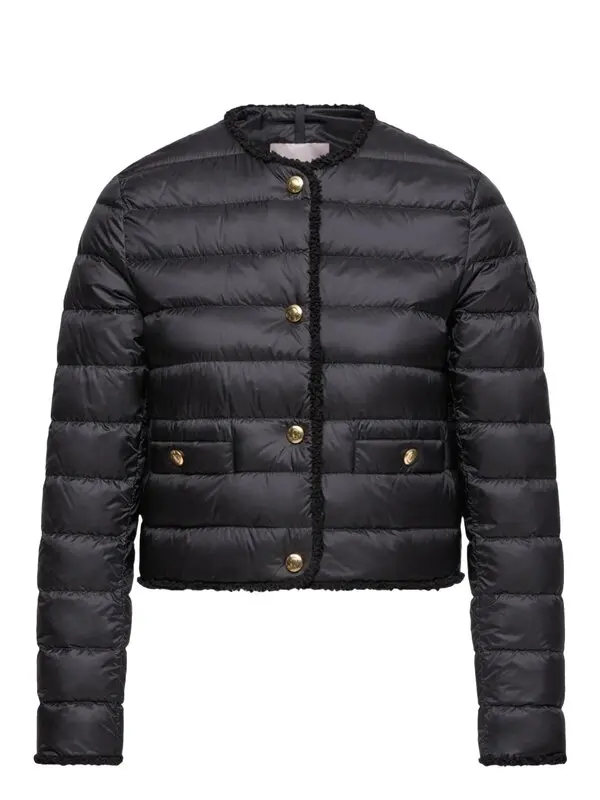 Moncler Quilted Down Jacket With Bouclé Accents - Black