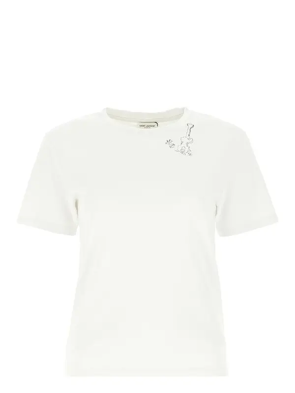 Saint Laurent Guitar Motif T-shirt - White