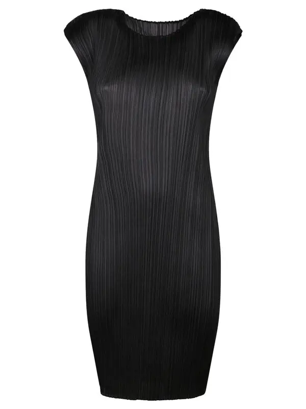 Issey Miyake Round Neck Sleeveless Dress - Black