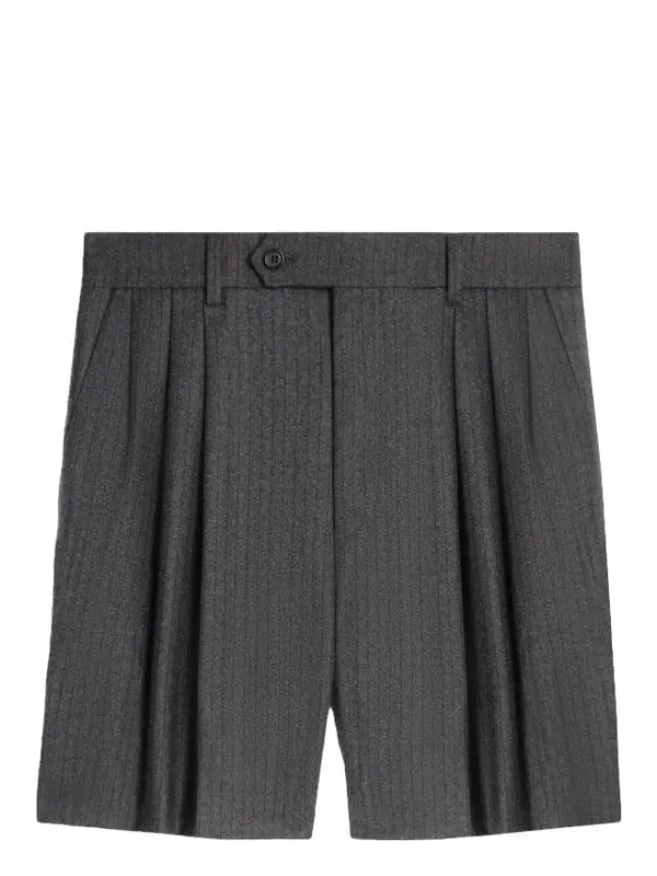 Celine Tailored Shorts In Cashmere And Wool Flannel - Anthracite Color/black