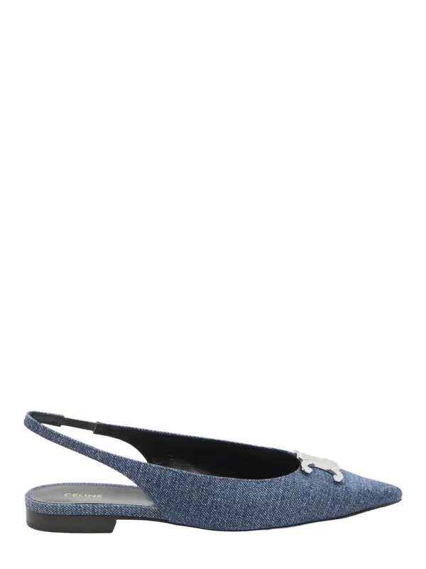 Celine Triomphe Slingback Flats - Blue