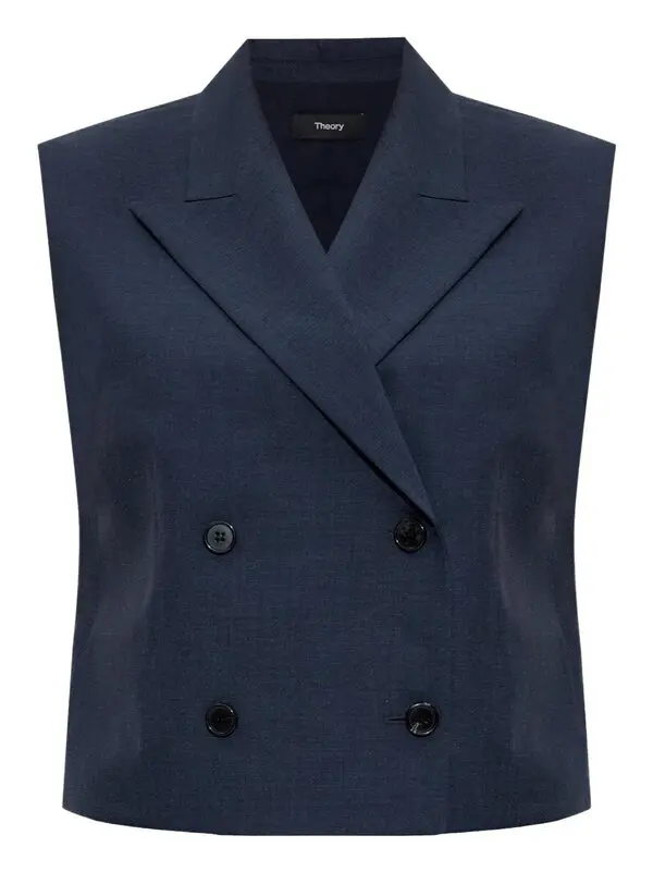 Theory Double Breasted V-neck Vest - Navy Blue