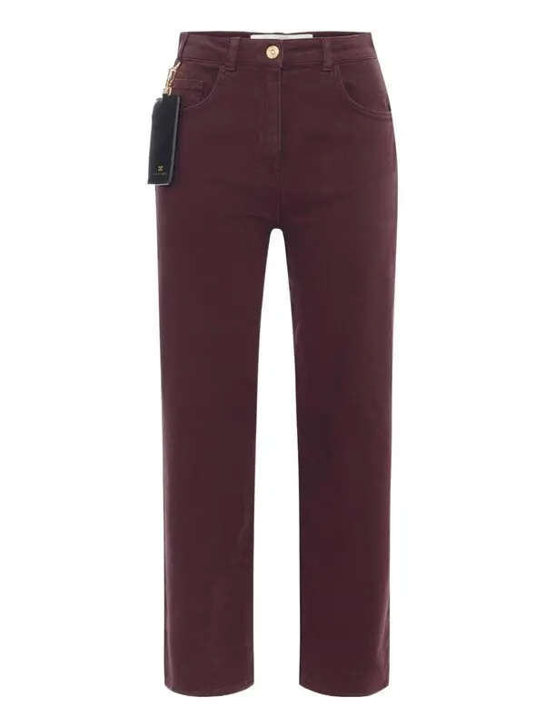 Elisabetta Franchi Drill Jeans With Logo Button - Red