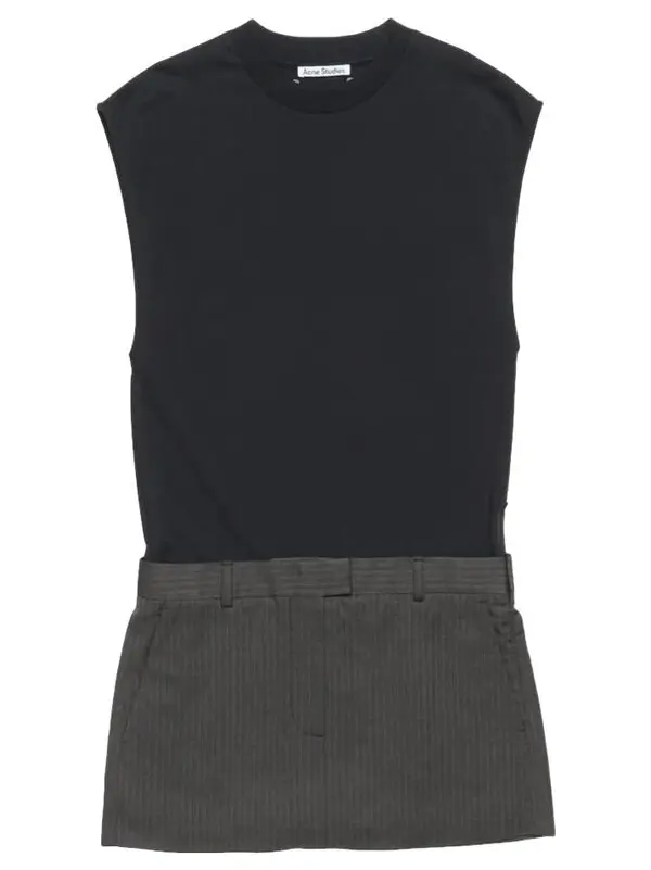 Acne Studios Cotton Panelled Mini Dress - Black