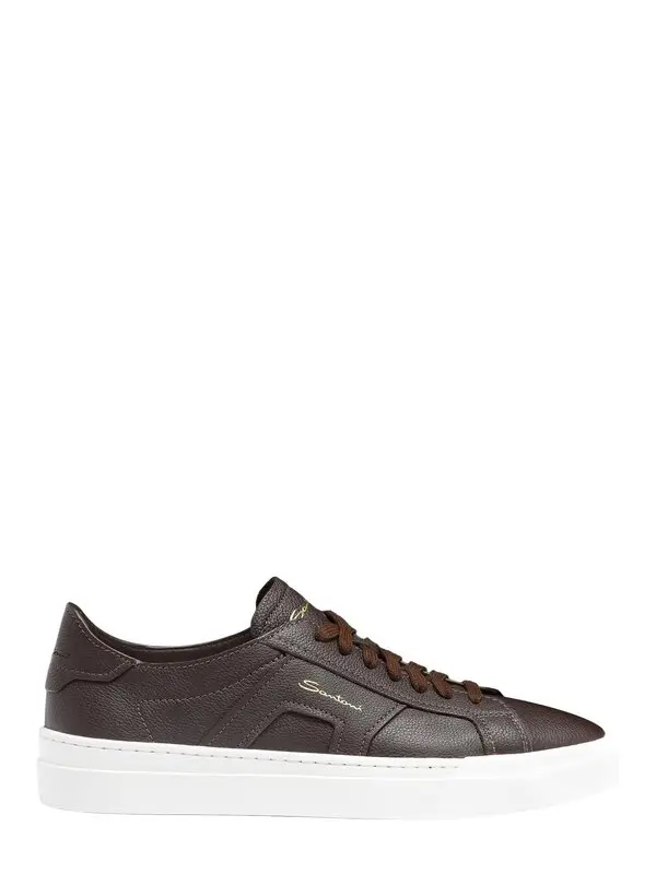 Santoni Round Toe Low-top Sneakers - Dark Brown