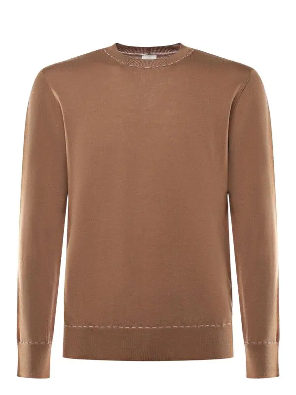 Eleventy Ribbed Virgin Wool Sweater - Brown