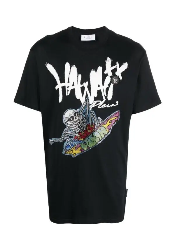 Philipp Plein Hawaii Printed Crewneck T-shirt - Black