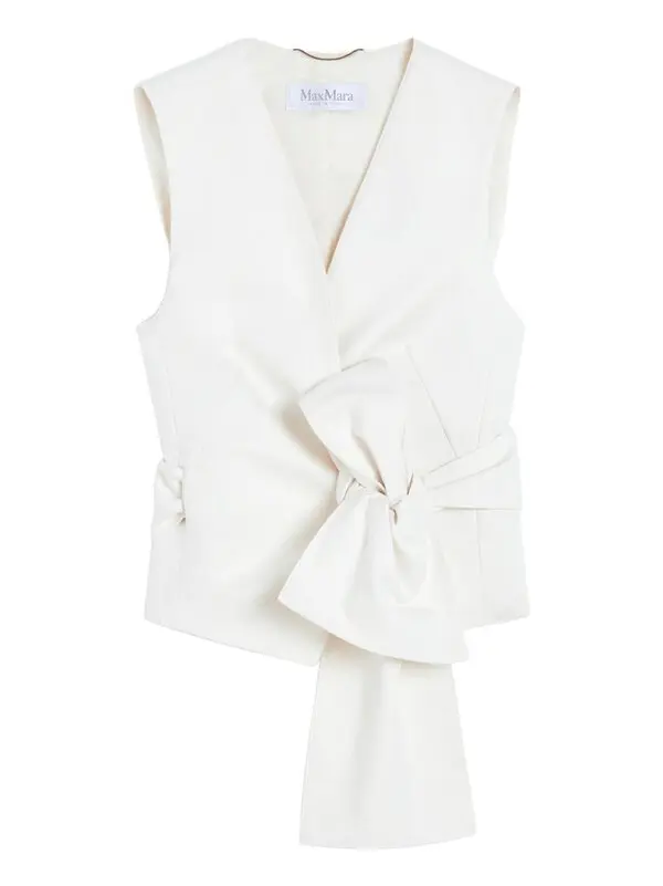 Max Mara Slim-fit Cotton Canvas Gilet With Asymmetrical Belt Closure - White