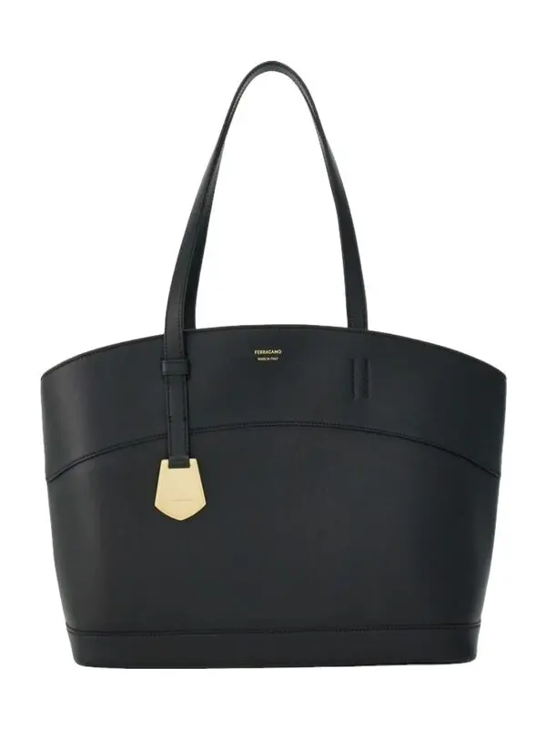 FERRAGAMO Leather Shoulder Bag With Pouch - Black