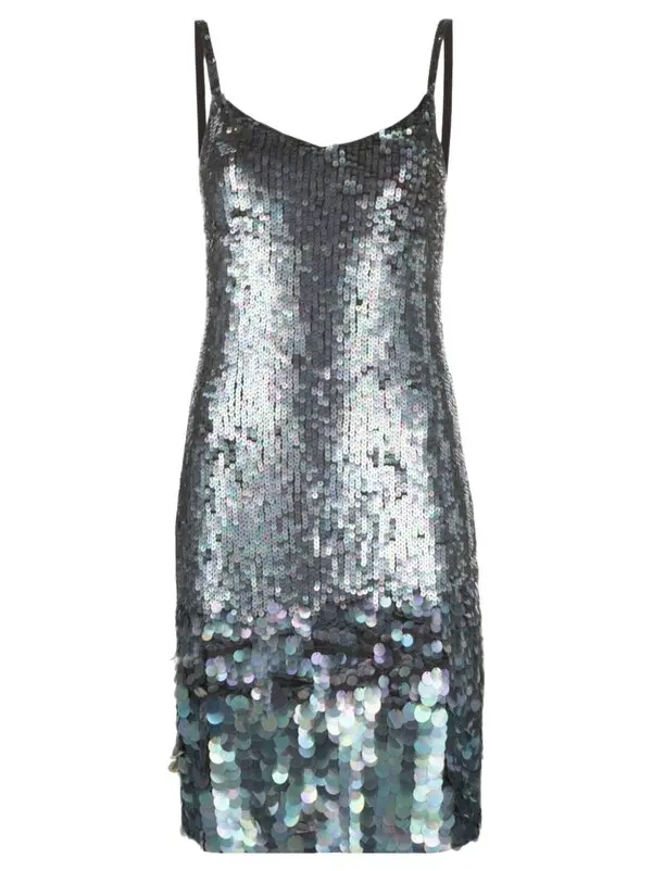 P.a.r.o.s.h Sleeveless Sequin Embellished Mini Dress - Gray