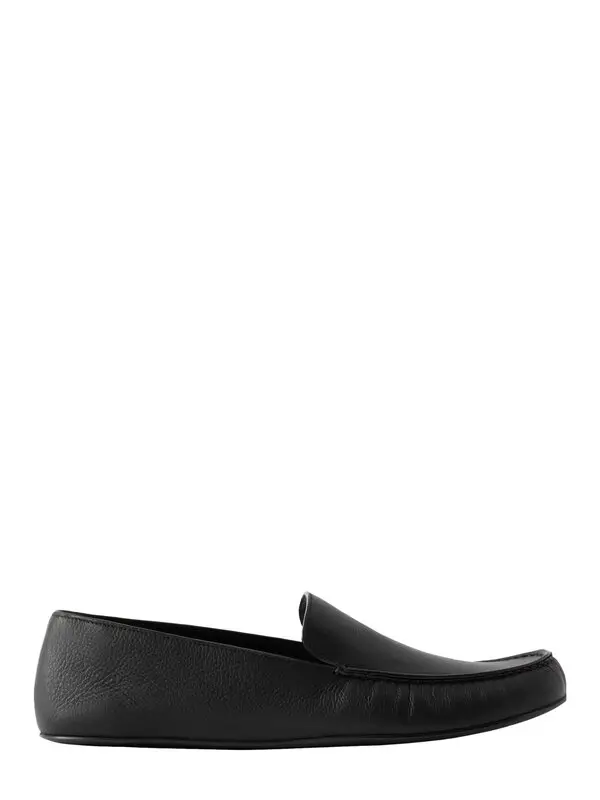 THE ROW Leo Textured Leather Loafers - Black