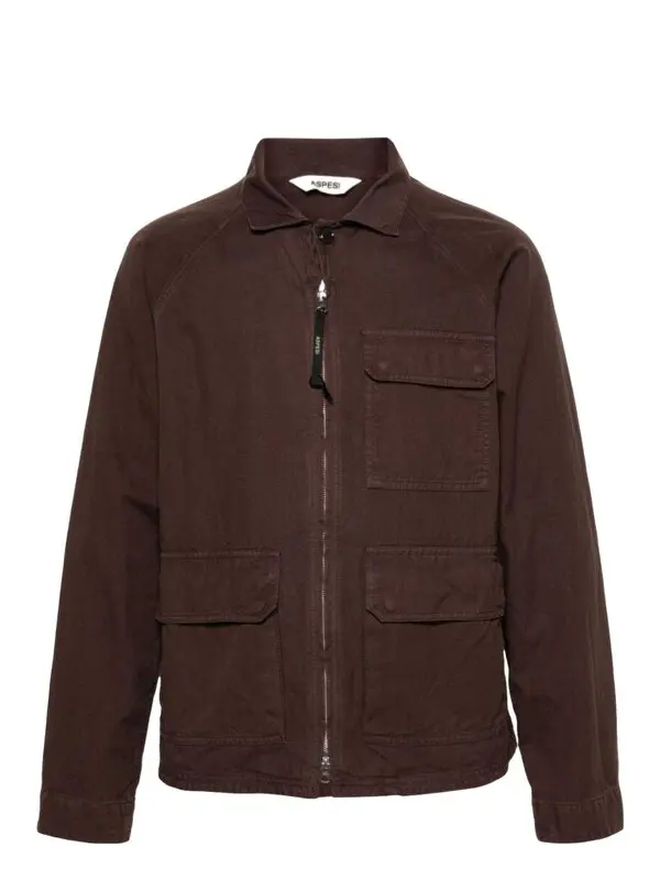 Aspesi Chambray Zipped Cargo Jacket - Black
