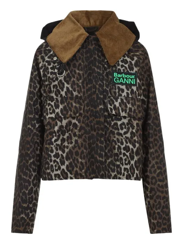 Barbour X Ganni Leopard Print Jacket - Black