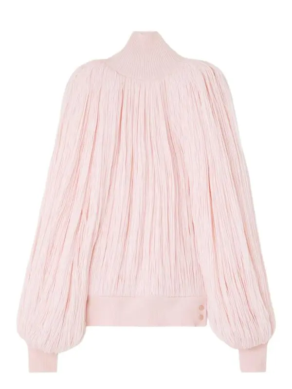 Alaïa Fringed Turtleneck Sweater - Pink