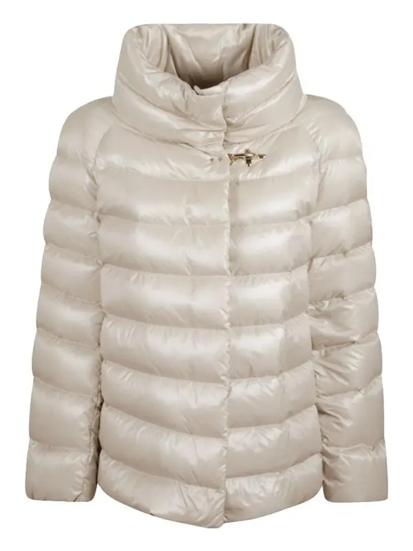 FAY Quilted Puffer Jacket With Hook Detail - Nude