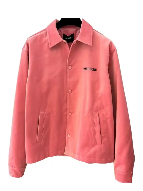 We11Done Long Sleeve Collared Jacket With Logo Detail - Red