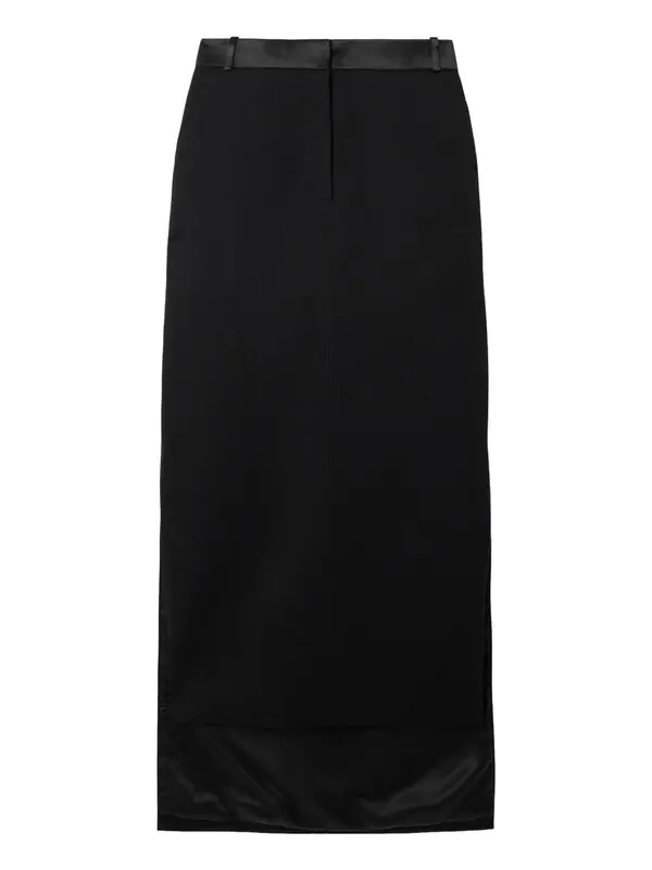LANVIN Asymmetric Wool And Satin Skirt - Black