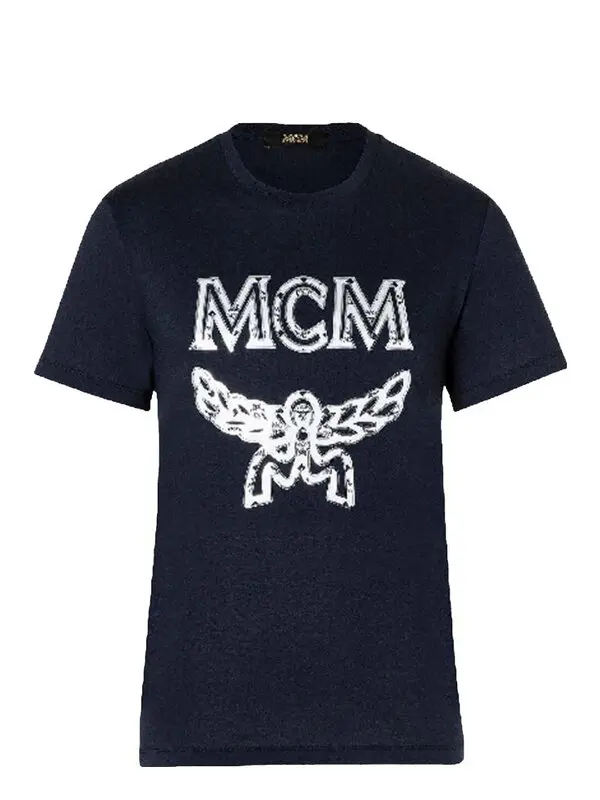 Mcm Round Collar Logo Short-sleeved T-shirt - Black
