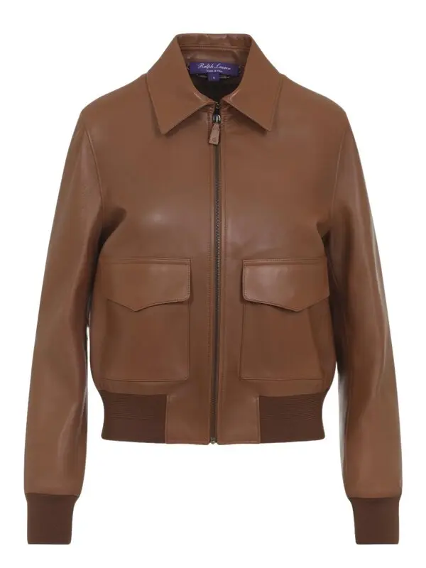 Ralph Lauren Sullivan Leather Bomber Jacket - Brown