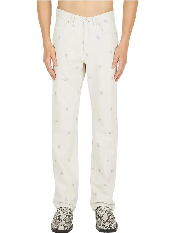 Martine Rose Relaxed Fit Floral Jeans - White