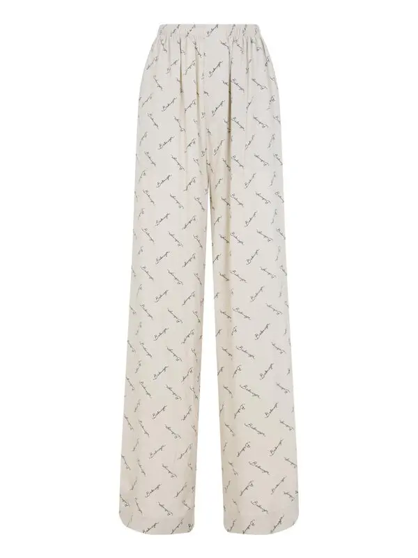 Balenciaga Allover Logo Pyjama Pants - Light Beige Black