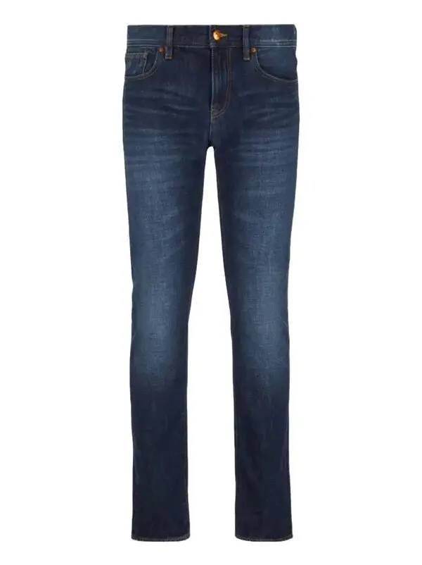 Armani Exchange Low-waist Button Denim Trousers - Blue